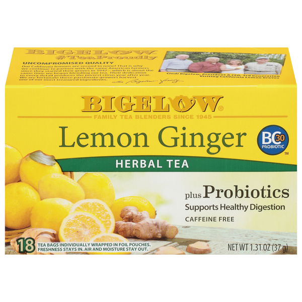 Wegmans Bigelow Lemon Ginger Plus Probiotics Herbal Tea Bags Same-Day ...