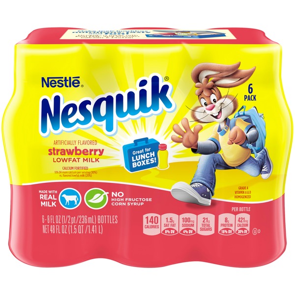 Nestle Nesquik Strawberry Lowfat Milk (8 fl oz) - Instacart