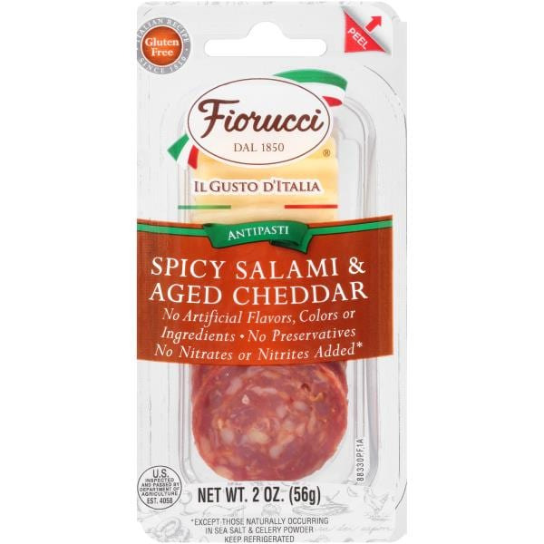 Fiorucci Pre-Sliced 100% Natural Spicy Salami & Aged Cheddar Snack Pack ...