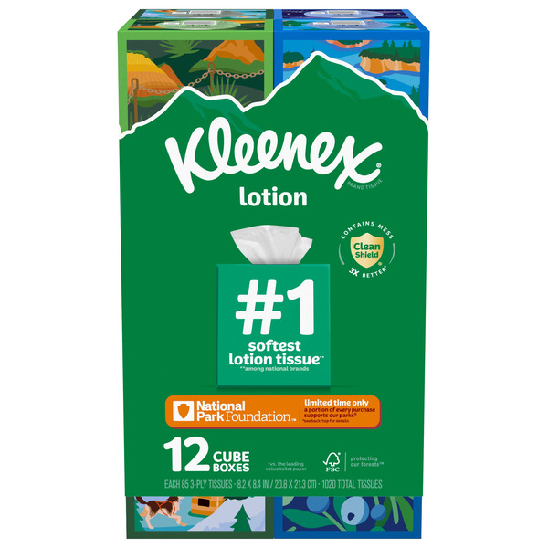 Kleenex Soothing Lotion Facial Tissues with Coconut Oil, Aloe & Vitamin ...