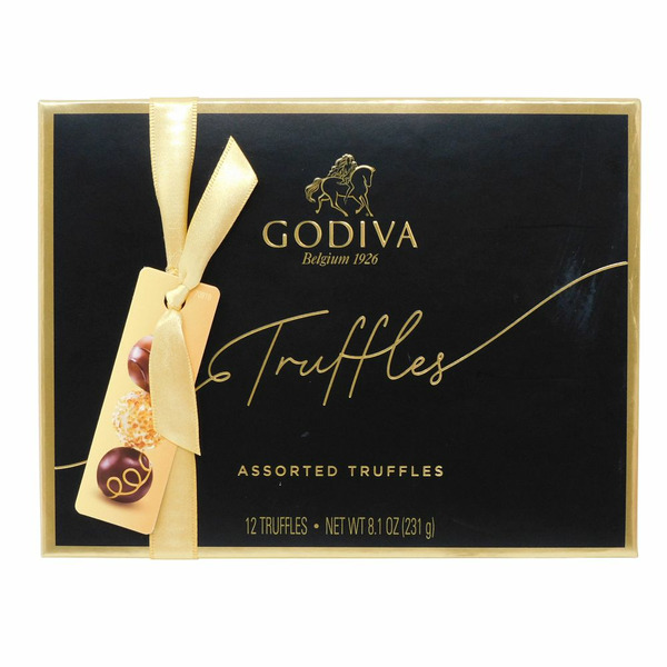 GODIVA 12-Piece Classic Gold Ribbon Signature Chocolate Truffles Gift ...