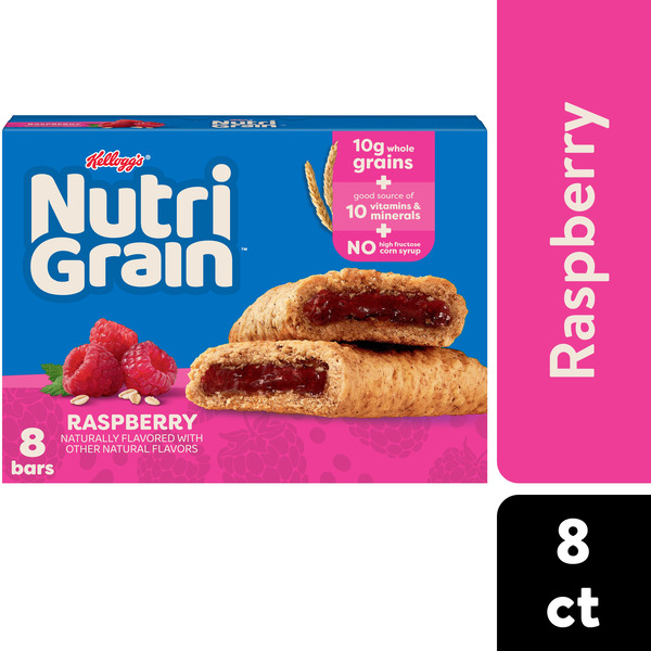 Kellogg’s Nutri-Grain Breakfast Bars Raspberry, Made with 10g Whole ...