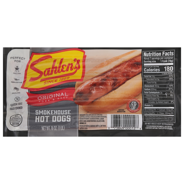 Sahlen's Hot Dogs, Smokehouse, Original Pork & Beef Same-Day Delivery ...