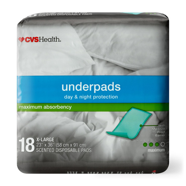 CVS® CVS Underpads, Day & Night Protection Maximum Absorbency, X-Large ...