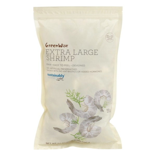 GreenWise Farmed Extra Large EZ Peel White Shrimp 21/25 (24 oz) - Instacart