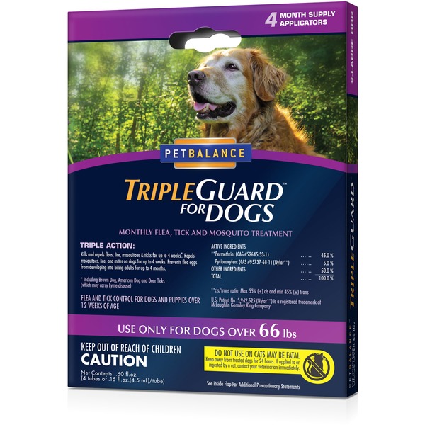 Pet Balance Triple Guard for Dogs Monthly Flea, Tick & Mosquito ...