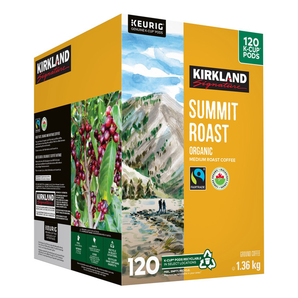 Kirkland Signature Organic Summit Fair Trade Coffee K-Cup Pods Same-Day ...