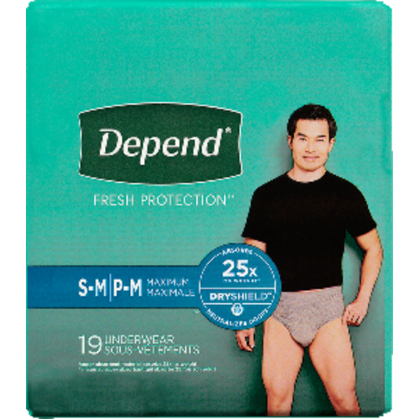 Depend Fresh Protection Men's Adult Incontinence Underwear, S/M, Grey ...