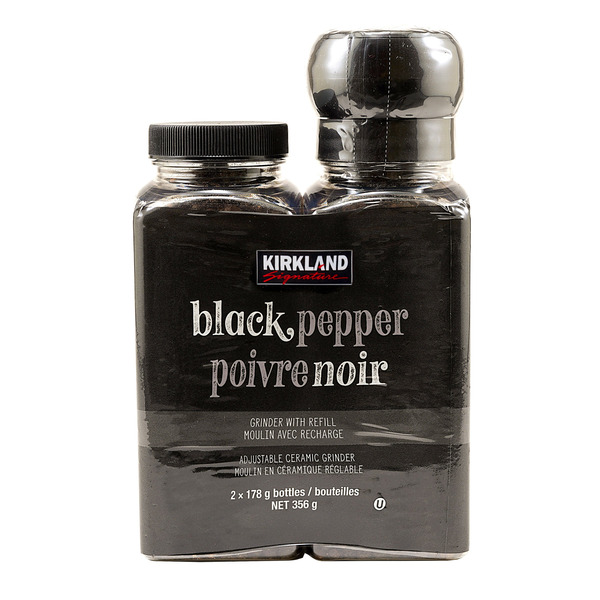 Kirkland Signature Black Pepper Grinder & Refill, Total Net Wt 12.6 oz ...