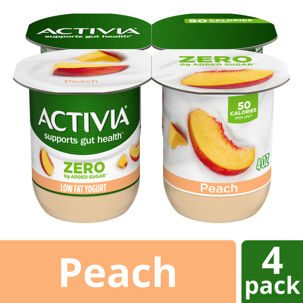Activia Zero 0g Added Sugar* Peach Probiotic Yogurt, Creamy and ...