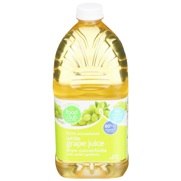 Food Club 100% Unsweetened White Grape Juice From Concentrate With ...