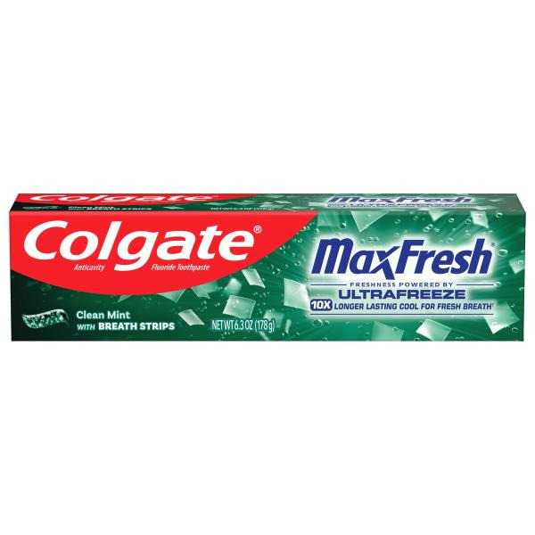 Colgate Whitening Toothpaste With Mini Breath Strips, Clean Mint Same ...