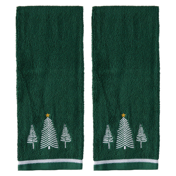 ALDI Merry Moments Trees Embroidered Holiday Hand Towels Same-Day ...