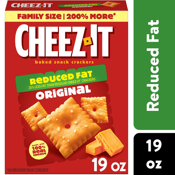 Cheez-It Cheese Crackers Reduced Fat Original, Baked Snack Crackers, 19 ...