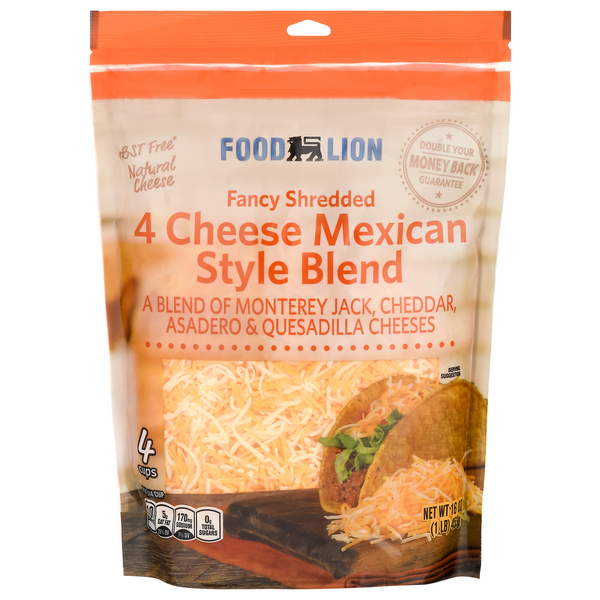 Food Lion Food Lion Fancy Shredded Cheese, 4 Cheese Mexican Style Blend ...