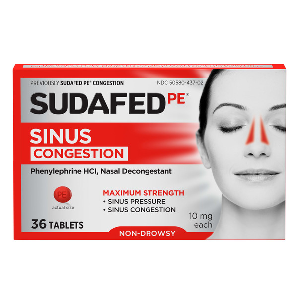 Publix Sudafed PE Max Strength Non-Drowsy Sinus Decongestant Tablets ...
