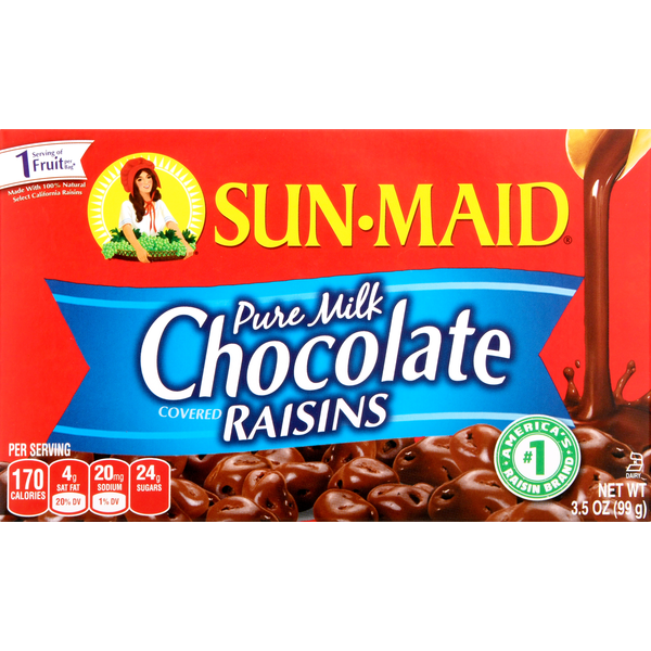 Sun-Maid Raisins, Pure Milk, Chocolate Covered (3.5 oz) - Instacart