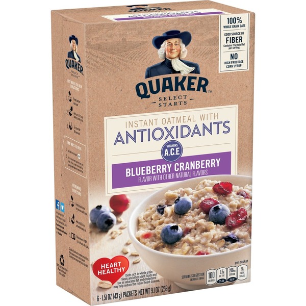 Quaker Blueberry Cranberry Instant Oats Hot Cereal (9.1 oz) - Instacart