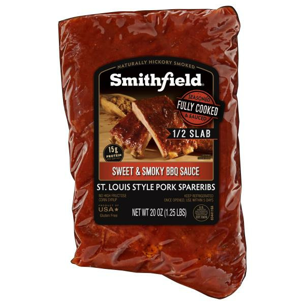 Smithfield Pork Spareribs, St. Louis Style, Sweet & Smoky BBQ Sauce ...