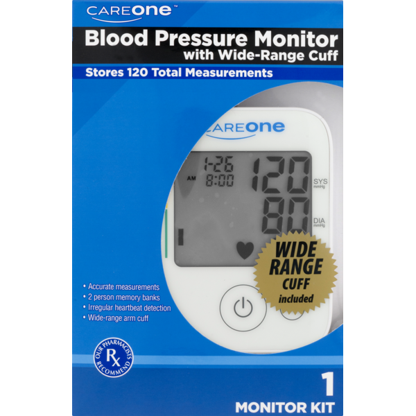 CareOne Blood Pressure Monitor with Wide-Range Cuff (1 ct) - Instacart