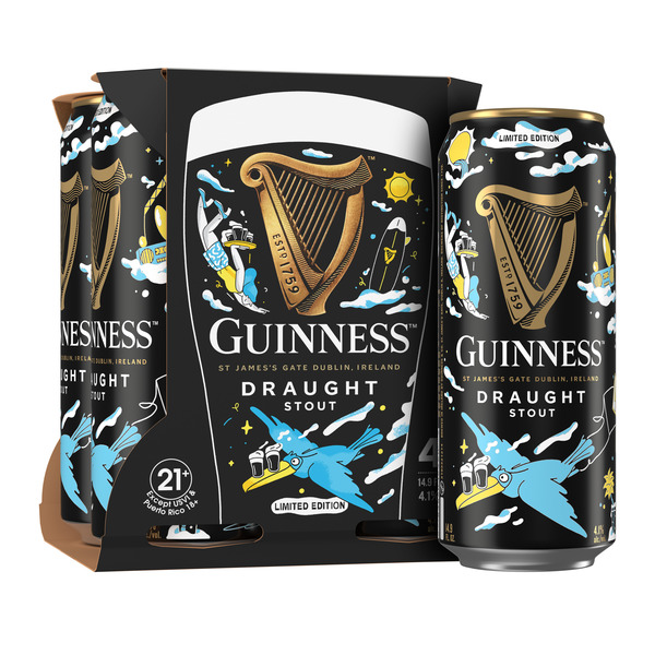 Guinness Draught Stout, 14.9 fl oz, 4 Pack Cans, 4.1% ABV Same-Day ...