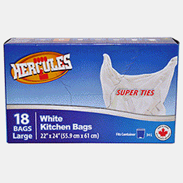 HERCULES White Kitchen Bags - Large, 18 Pack Same-Day Delivery | Dollarama