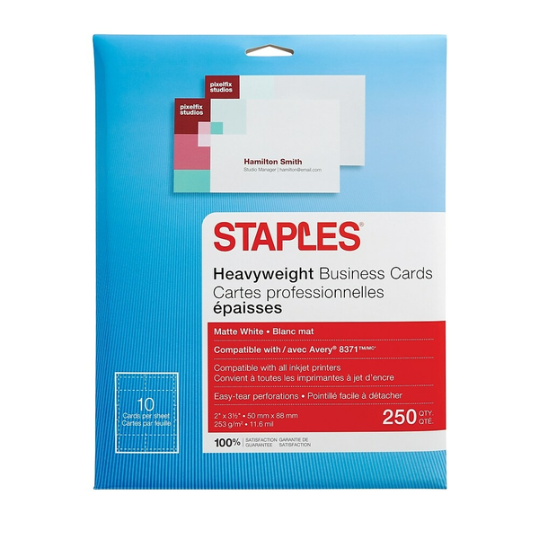 Staples Staples 2 x 3.5 Matte White Inkjet Business Cards Same Day Delivery or Pickup Staples Canada