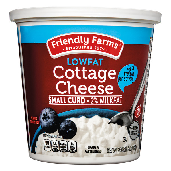 ALDI Friendly Farms Lowfat 1% Milkfat Small Curd Cottage Cheese Same ...