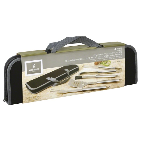 Gibson BBQ Tool Set, Stainless Steel, Grill Basics, 5 Pieces (5 each ...