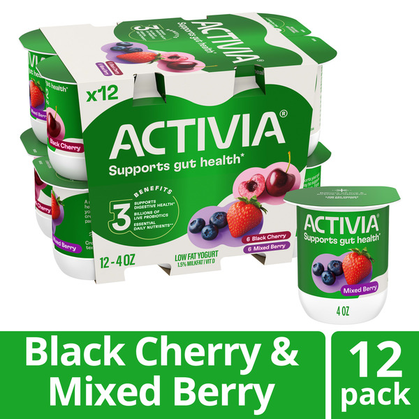 Stop & Shop Activia Black Cherry and Mixed Berry Probiotic Yogurt ...