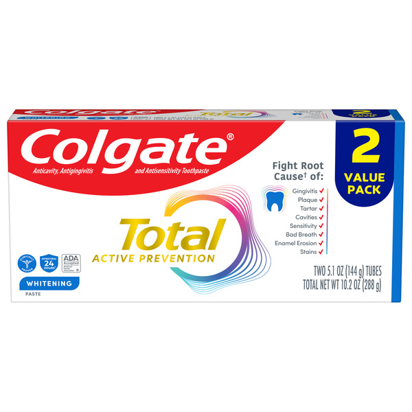 Colgate Total Active Prevention Whitening Toothpaste Double Pack In ...
