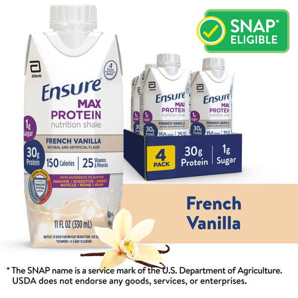 Ensure Max Protein Nutrition Shake, French Vanilla, 30g Protein, 11 fl ...