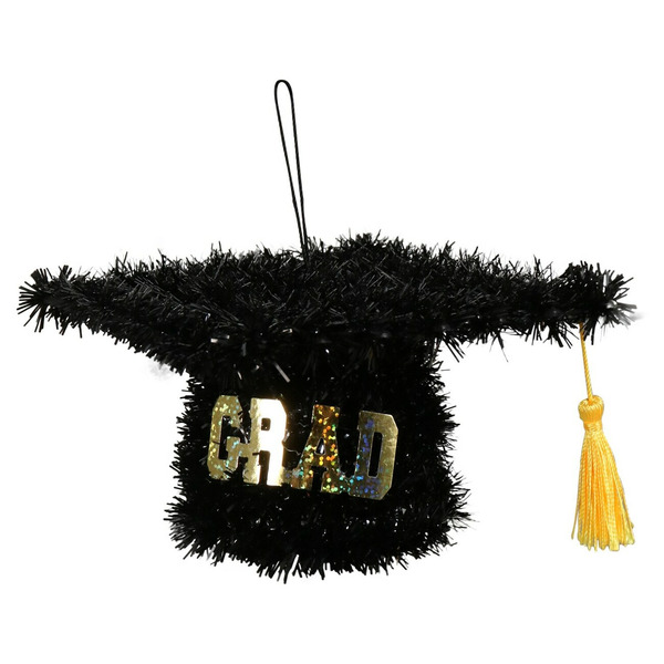 Dollar Tree Stores Tinsel Graduation-Themed 3D Caps - 5" x 5" x 2.75 ...