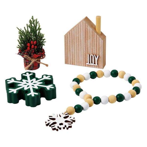 ALDI Merry Moments Holiday Tray Objects Collection With Tall Wood House ...