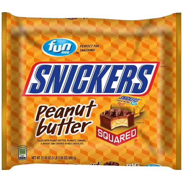 Snickers Peanut Butter Squared Fun Size Chocolate Halloween Candy Bars ...