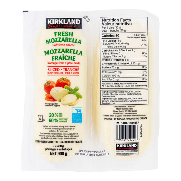 Kirkland Signature Sliced Soft Fresh Mozzarella Cheese Same-Day ...
