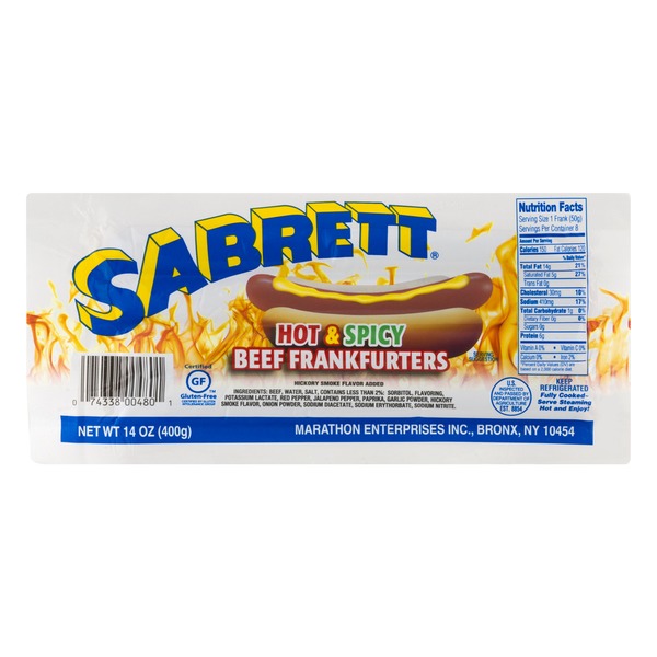 Sabrett Hot & Spicy Beef Frankfurters Same-Day Delivery | Food Bazaar