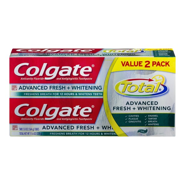 Colgate Total Toothpaste Advanced Fresh + Whitening Value Pack - 2 PK ...