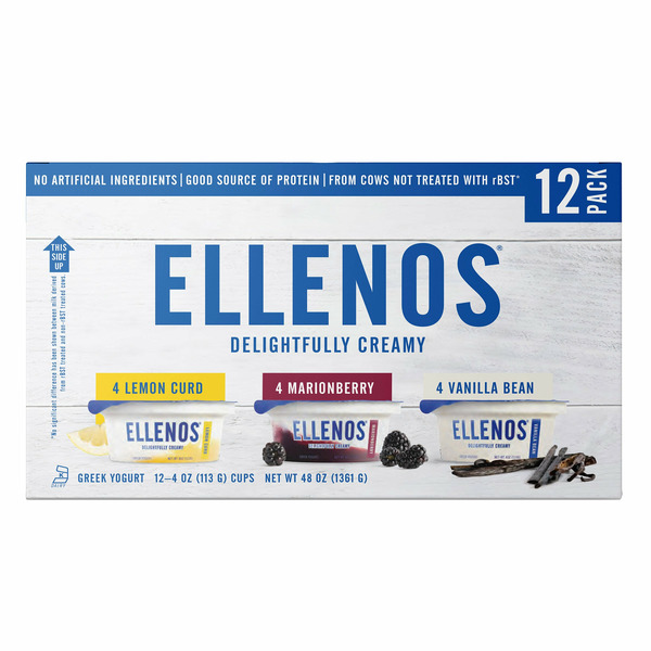 Ellenos Greek Yogurt, Variety Pack: Lemon, Marionberry & Vanilla Same ...