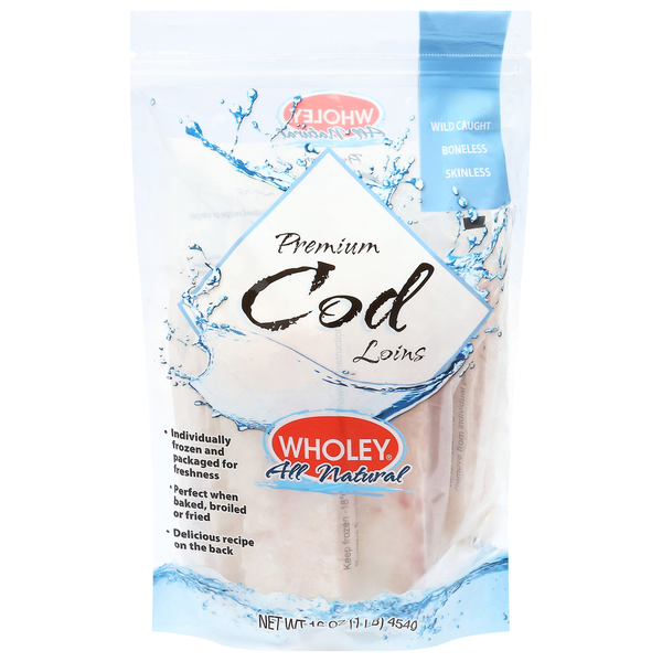 Wholey Cod Loins, Premium, Skinless, Boneless, Wild Caught Same-Day ...