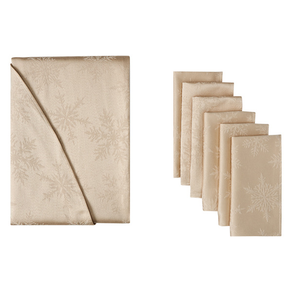 ALDI Huntington Home Round Cream Jacquard Tablecloth & Napkin Set Same ...
