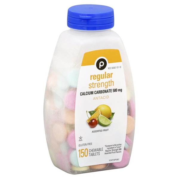 Publix Antacid, Regular Strength, 500 mg, Assorted Fruit, Chewable ...
