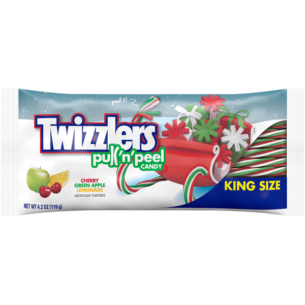 Twizzlers Candy, Pull N' Peel, Cherry, Green Apple, Lemonade, King Size ...