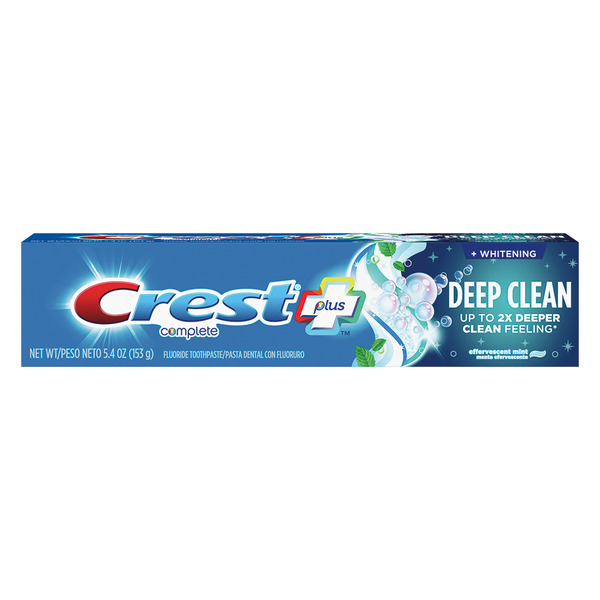 Crest Whitening Plus Deep Clean Toothpaste, Effervescent Mint Same-Day ...