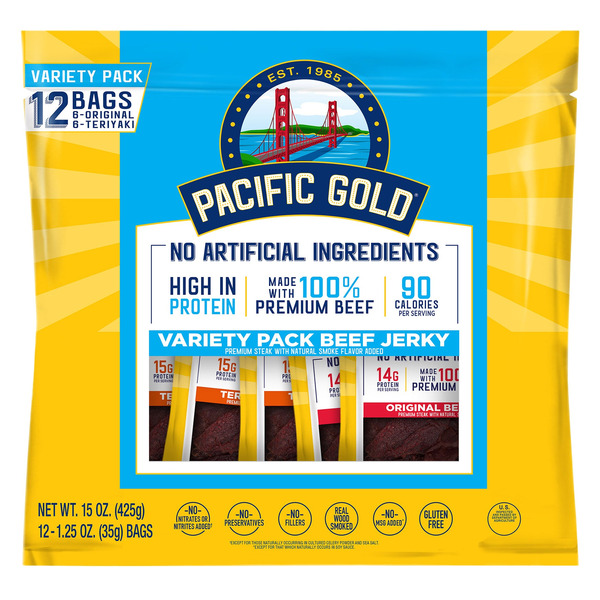 Pacific Gold Original And Teriyaki Beef Jerky Individual Serving Packs ...