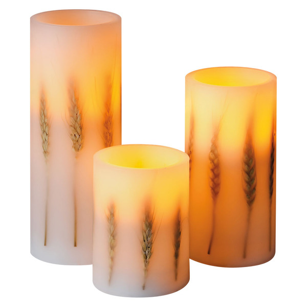 Kirkton House 3pc Flameless LED Wheat Stalks Candle Set Same-Day ...