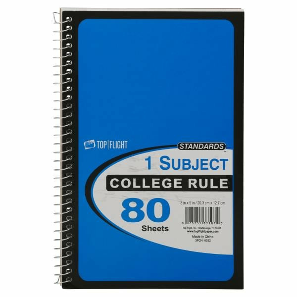 Top Flight Notebook, 1 Subject, College Rule, 80 Sheets Same-Day ...