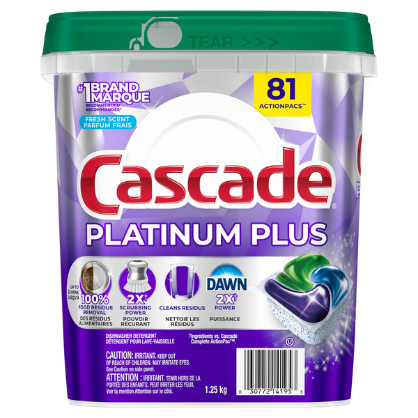 Cascade Platinum Plus ActionPacs Dishwasher Detergent Same-Day Delivery ...