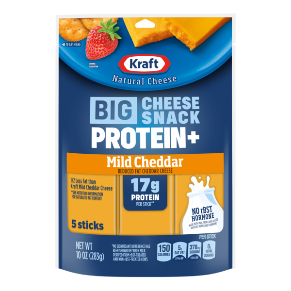 Kraft Reduced Fat Cheddar Protein Big Stick oz Bag (5-2oz Sticks) Same ...