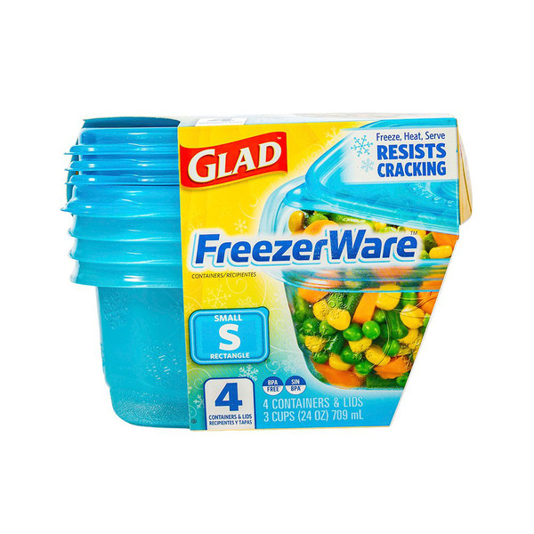 Glad Freezerware Interlocking Small Rectangle Containers & Lids Same ...